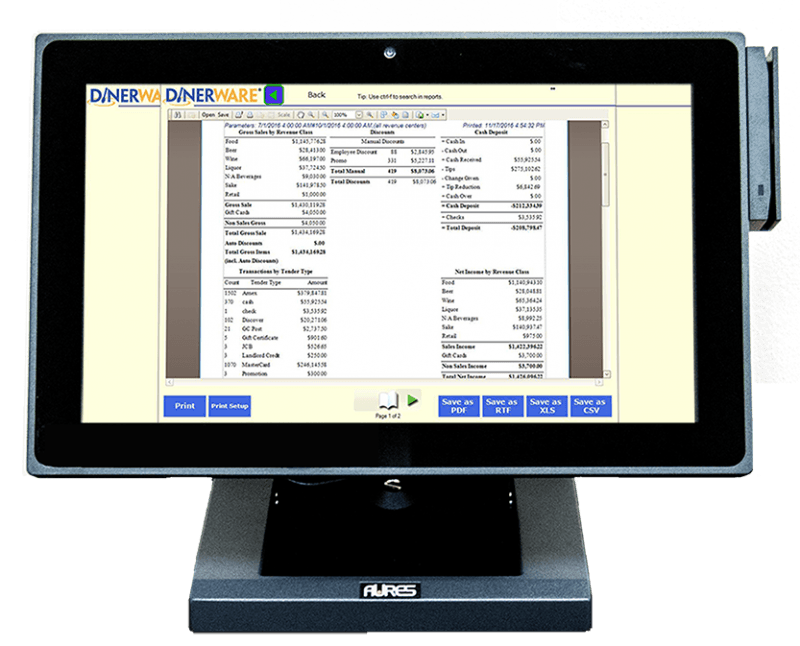 Mobile Manager Dinerware Reporting | Evergreen Point of Sale | Seattle